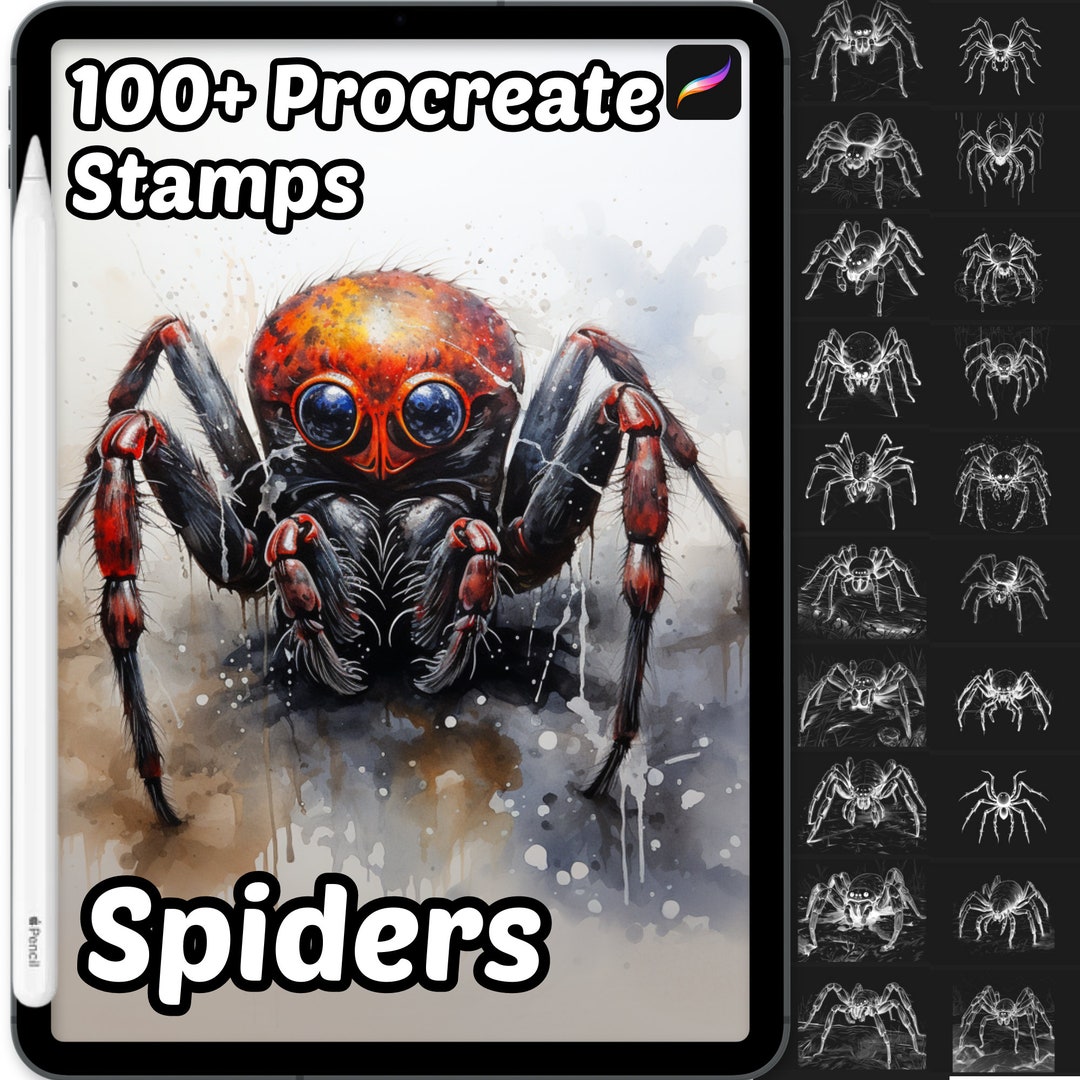 Creepy Spiders Procreate Stamps | 100 Procreate Halloween Stamps ...