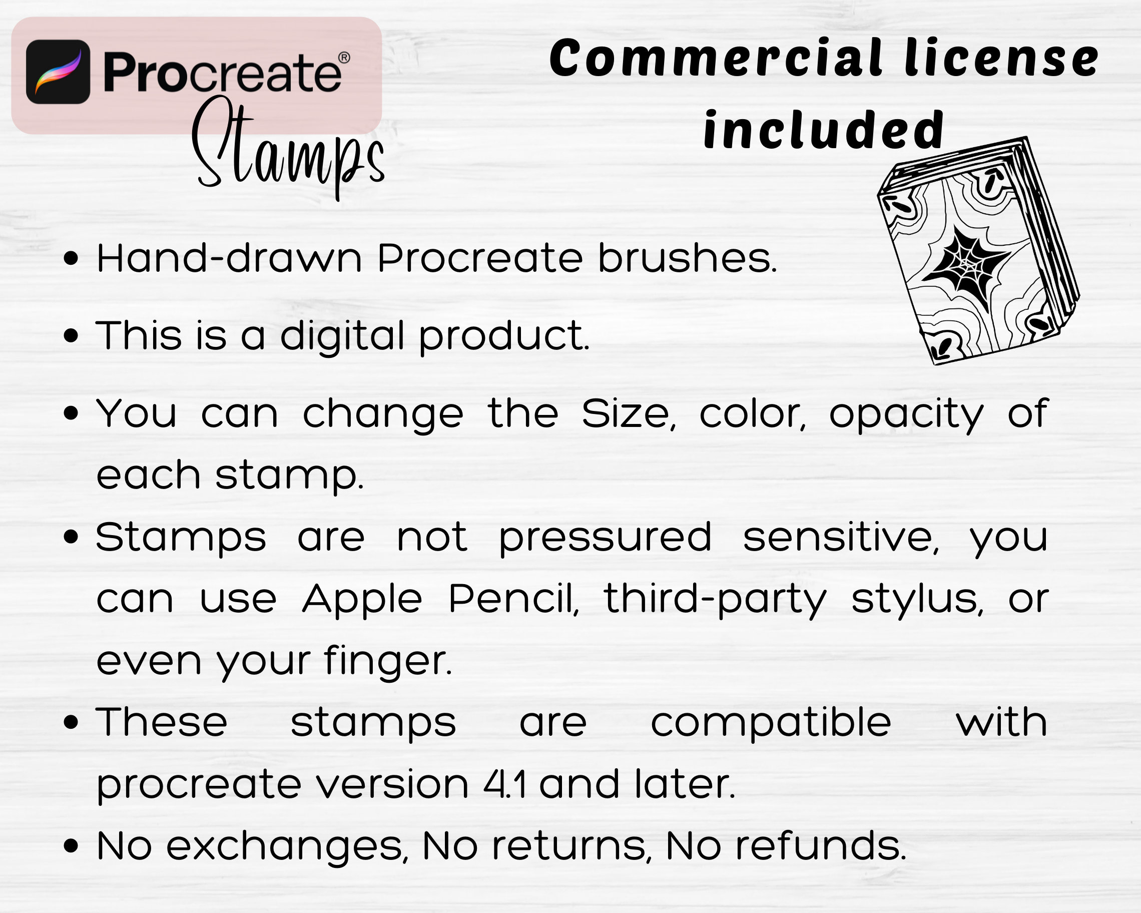 Books Procreate Stamps 100 Procreate Books Brushes Doodle - Etsy