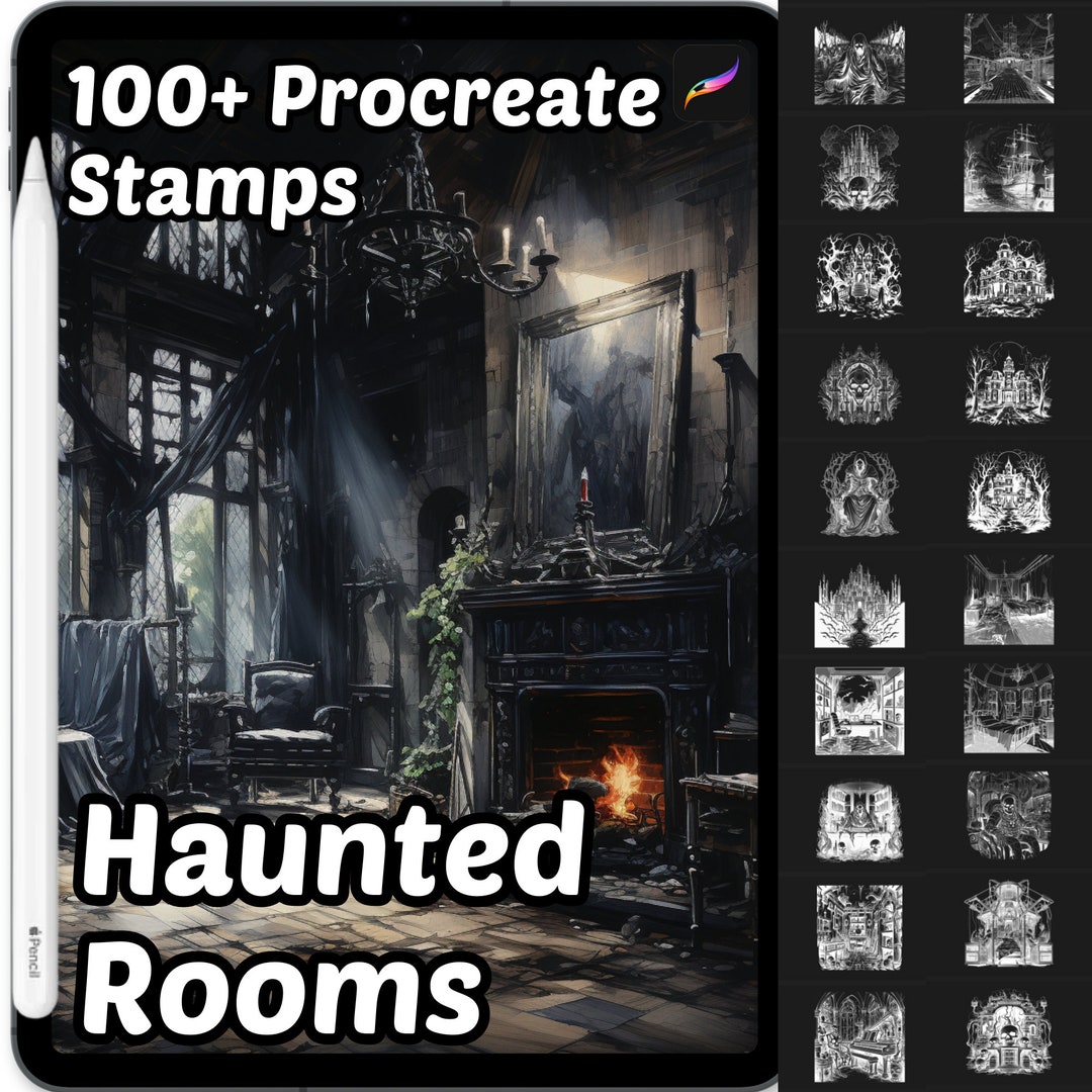 Haunted Rooms Procreate Stamps | 100+ Procreate Halloween Stamps ...