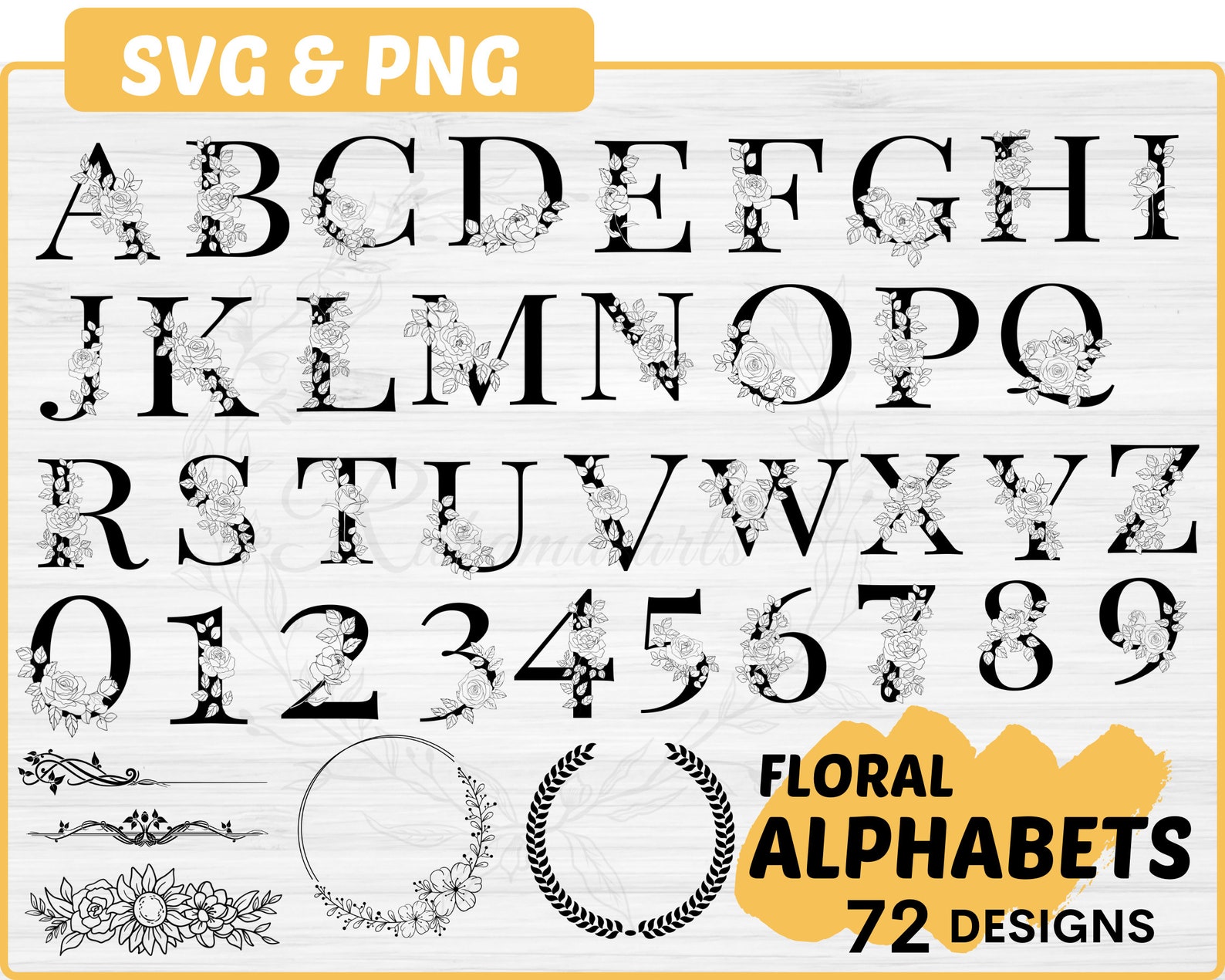 Floral Alphabets Svg Bundl Flower Alphabets Letters Svg Bundle | Etsy