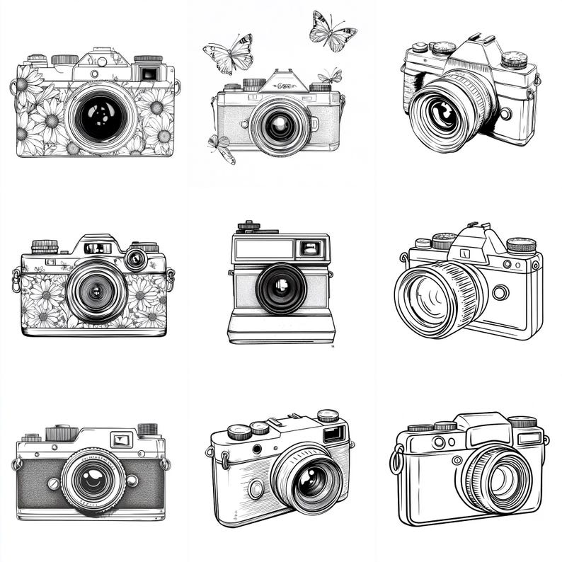 Camera Procreate Stamps | 100+ Procreate Camera Stamps | Retro Cameras ...