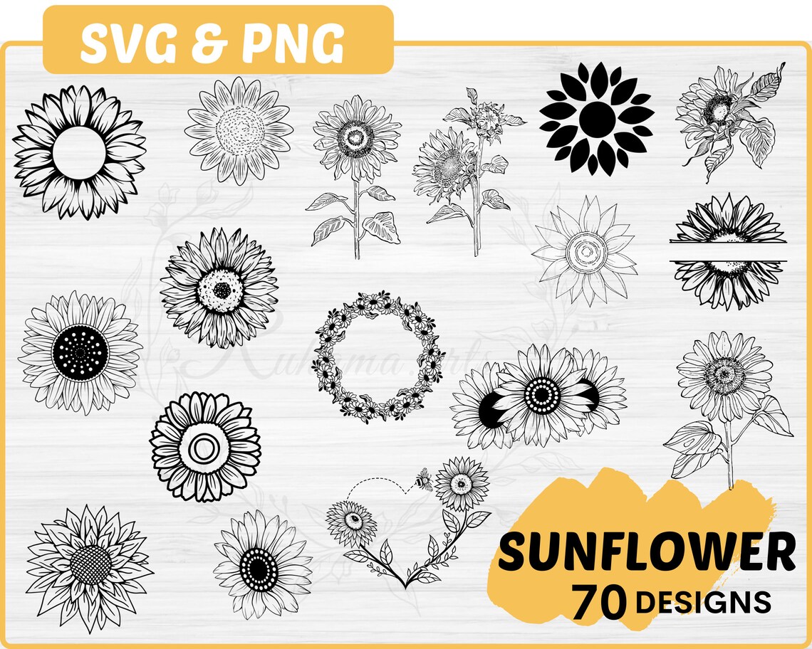 Sunflower Svg 70 Sunflower Svg Bundle Sunflower Svg Files - Etsy