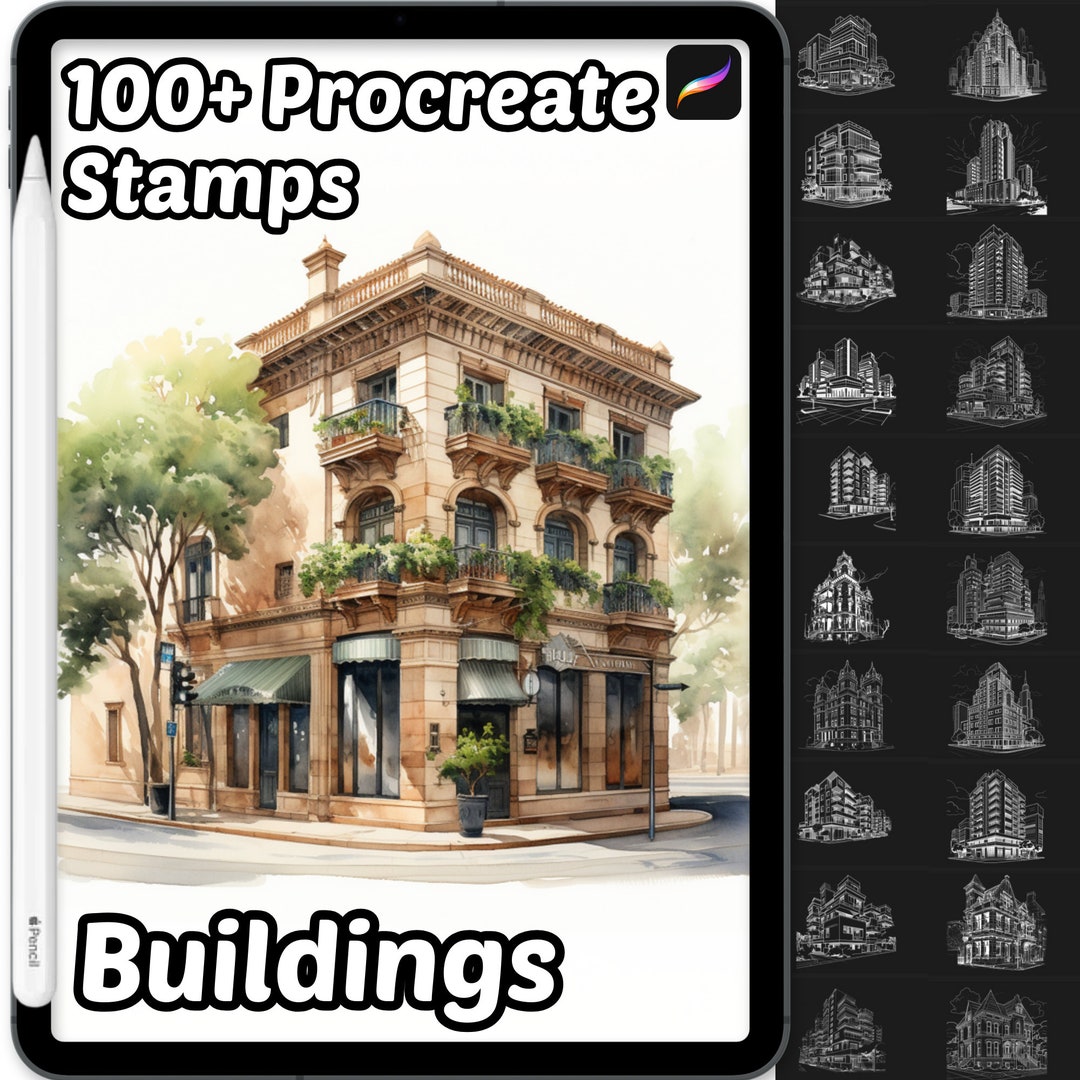 Building Procreate Stamps | 100+ Procreate Buildings Stamps | Beautiful ...