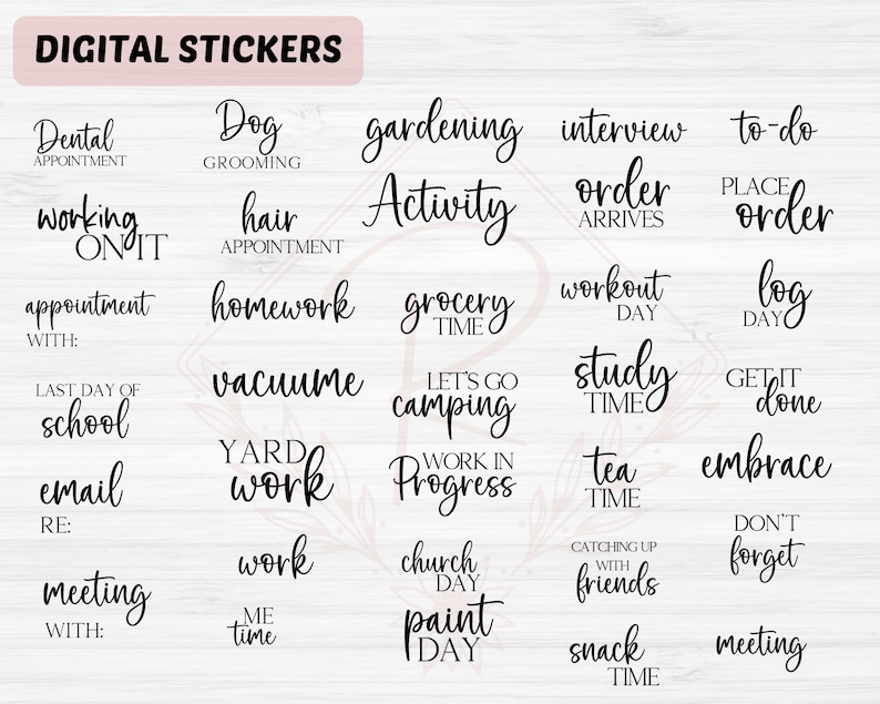 Planner Words Digital Stickers | Calendar Words Goodnotes Digital ...