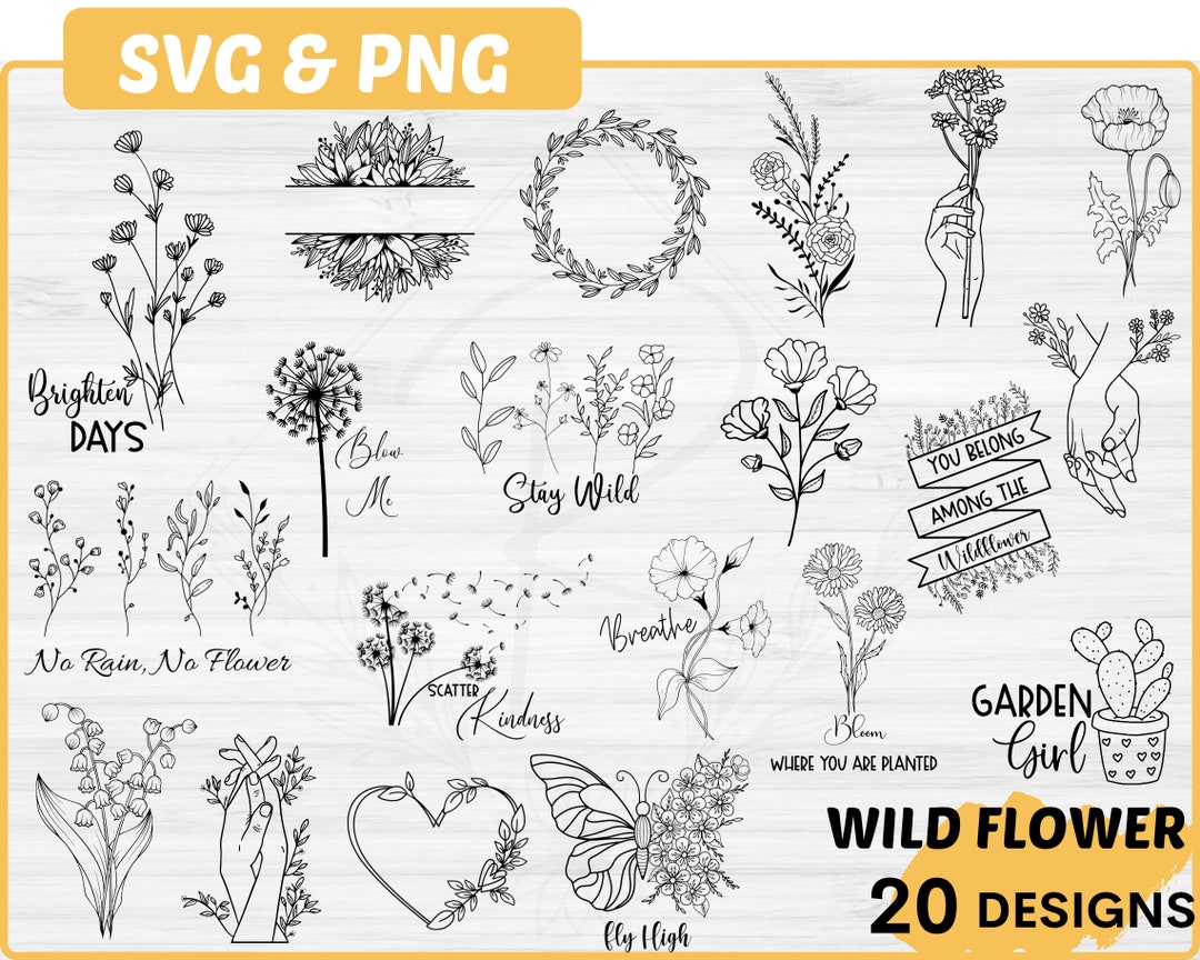 Wildflower SVG Bundle | 20 Wild Flower Svg | Flower Svg | Floral SVG ...
