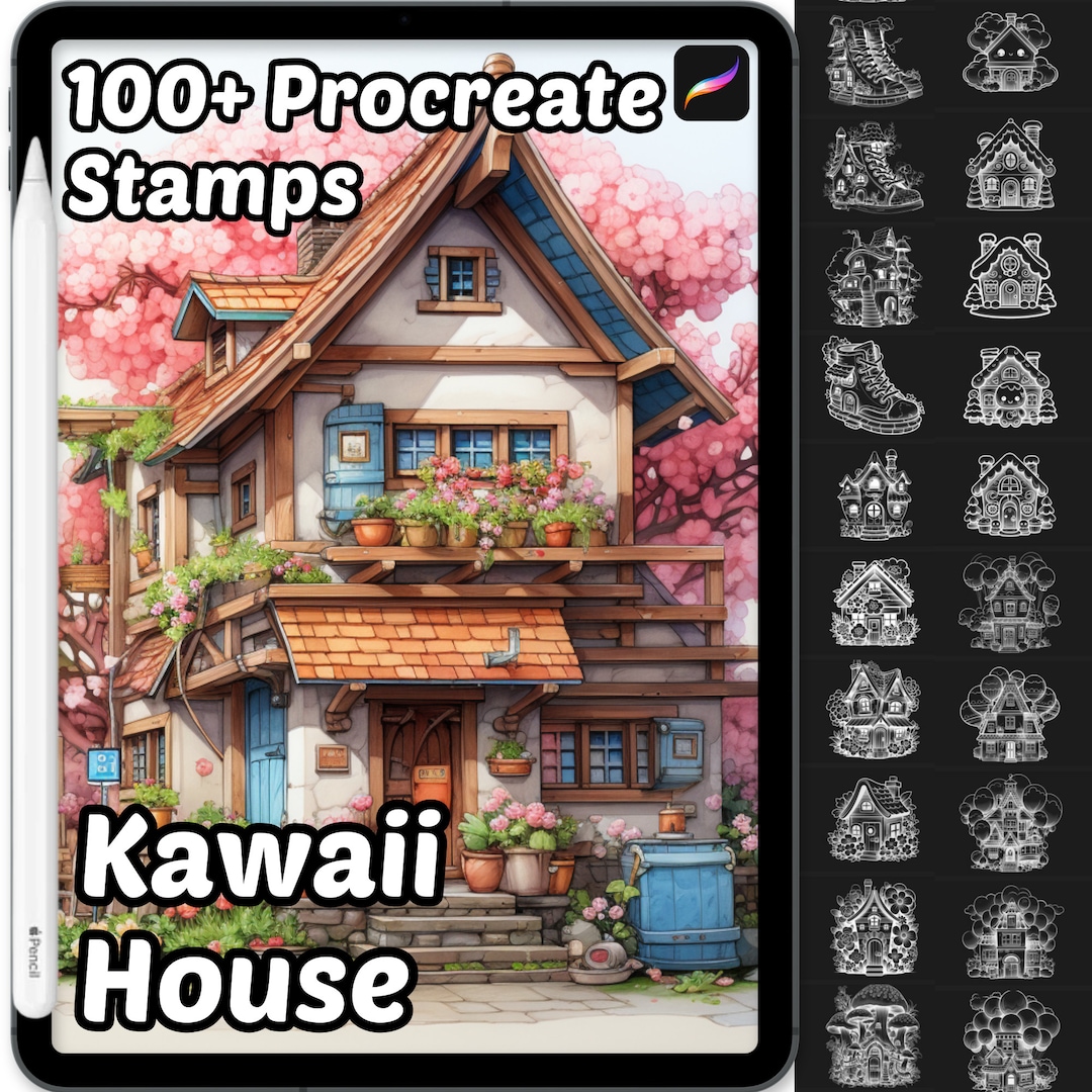 Kawaii Houses Procreate Stamps | 100+ Procreate House Stamps | Cute Houses | Kawaii Houses ...