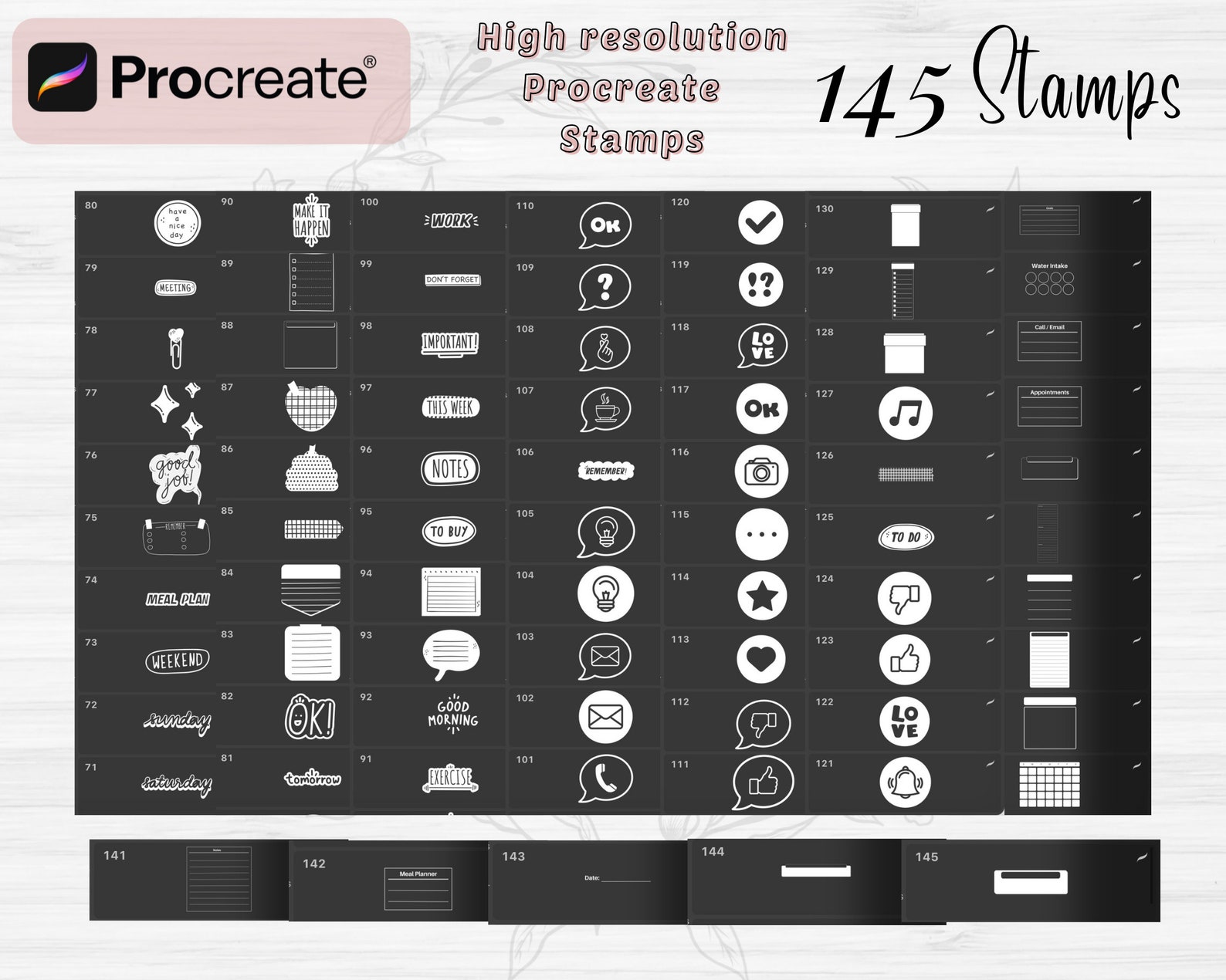 Procreate Planner Stamps | 145 Planner Procreate Stamps Brushes ...