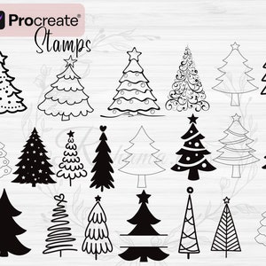 Christmas Tree Procreate Stamps |62 Procreate Christmas Trees Brushes ...