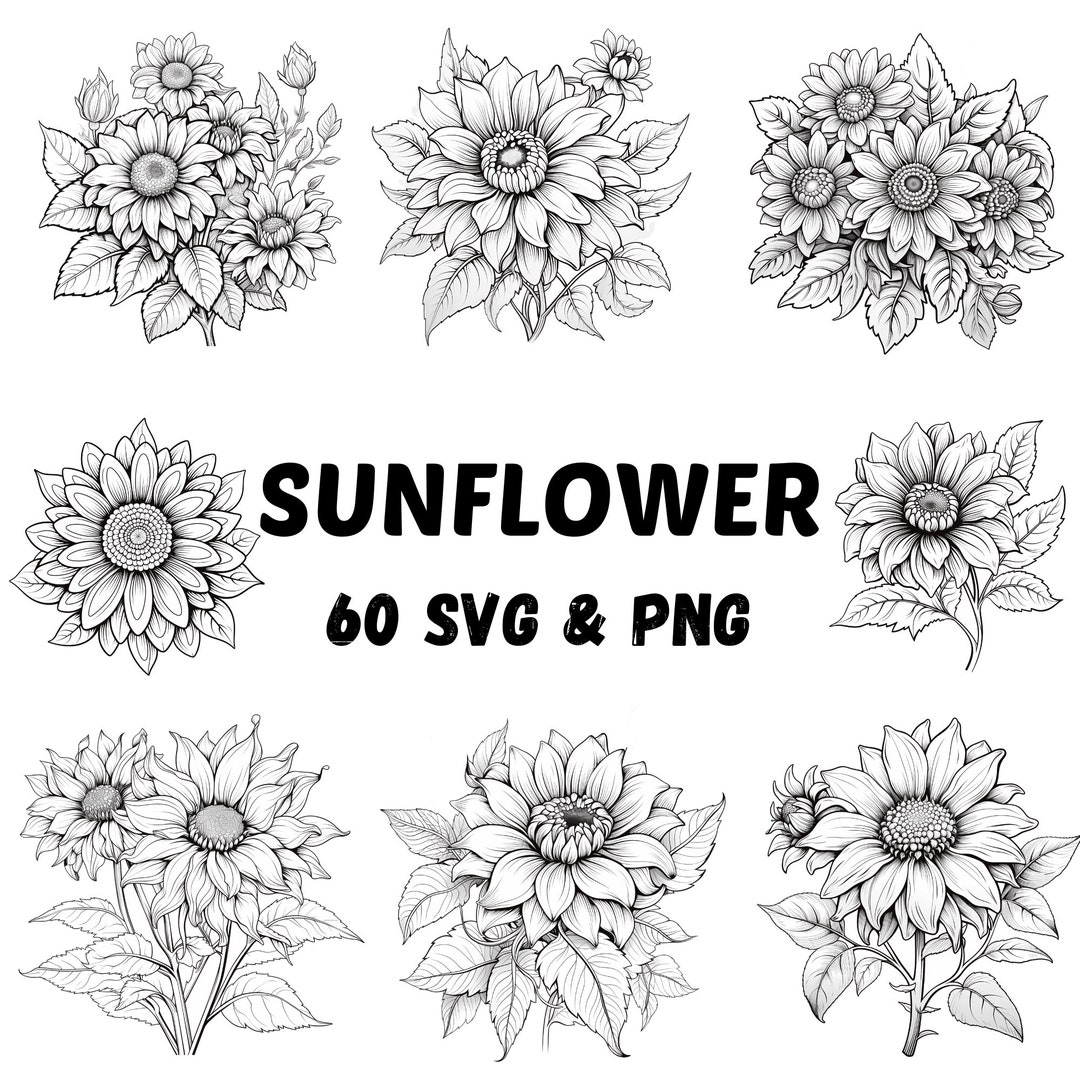 Sunflower Svg Bundle | 60 Sunflower Svg | Flower Svg | Floral Bundle ...