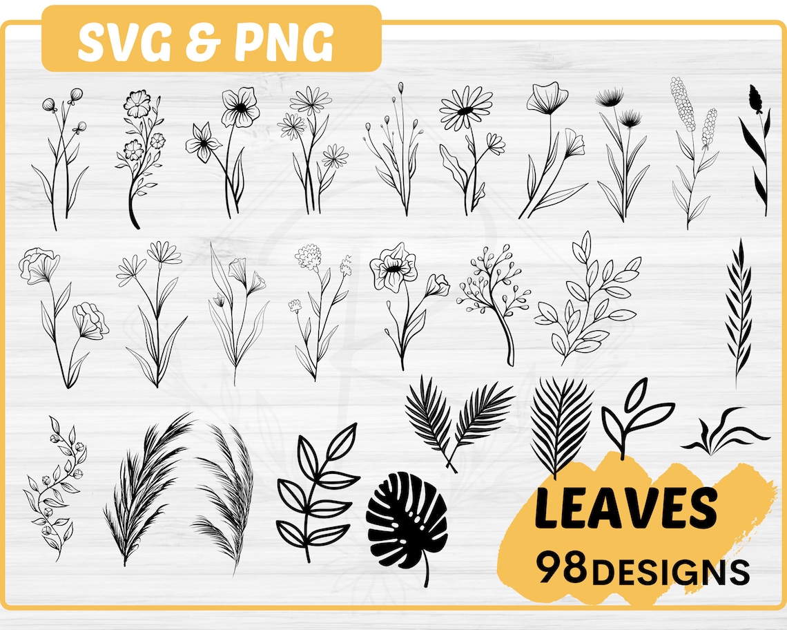 Leaves Svg Bundle 98 Leaves Svg Greenery Svg Leaf | Etsy