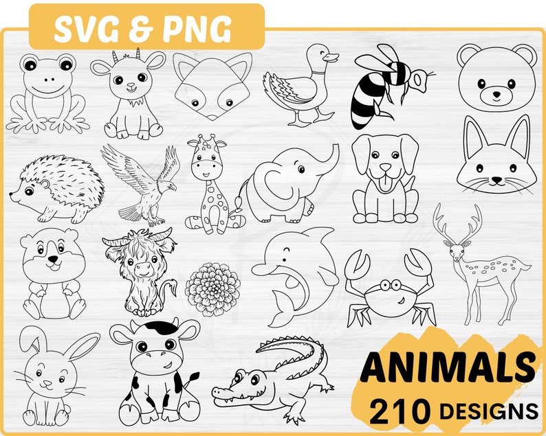 Animal SVG Bundle File | 210 Hand Drawn Animals SVG Bundle | Animal SVG ...