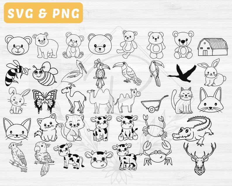 Animal SVG Bundle File | 210 Hand Drawn Animals SVG Bundle | Animal SVG ...