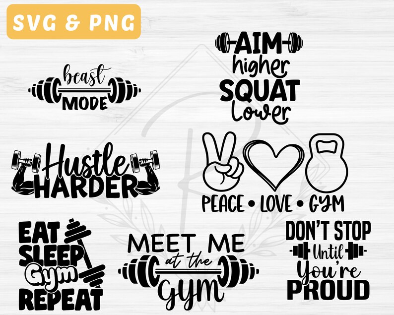 Gym Svg Bundle 25 Workout Svg Fitness Svg Gym Motivation - Etsy