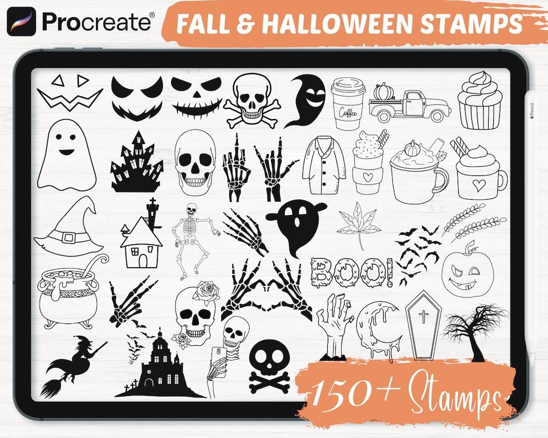 Fall Procreate Stamps | Halloween Procreate Stamps | Procreate Brushes ...