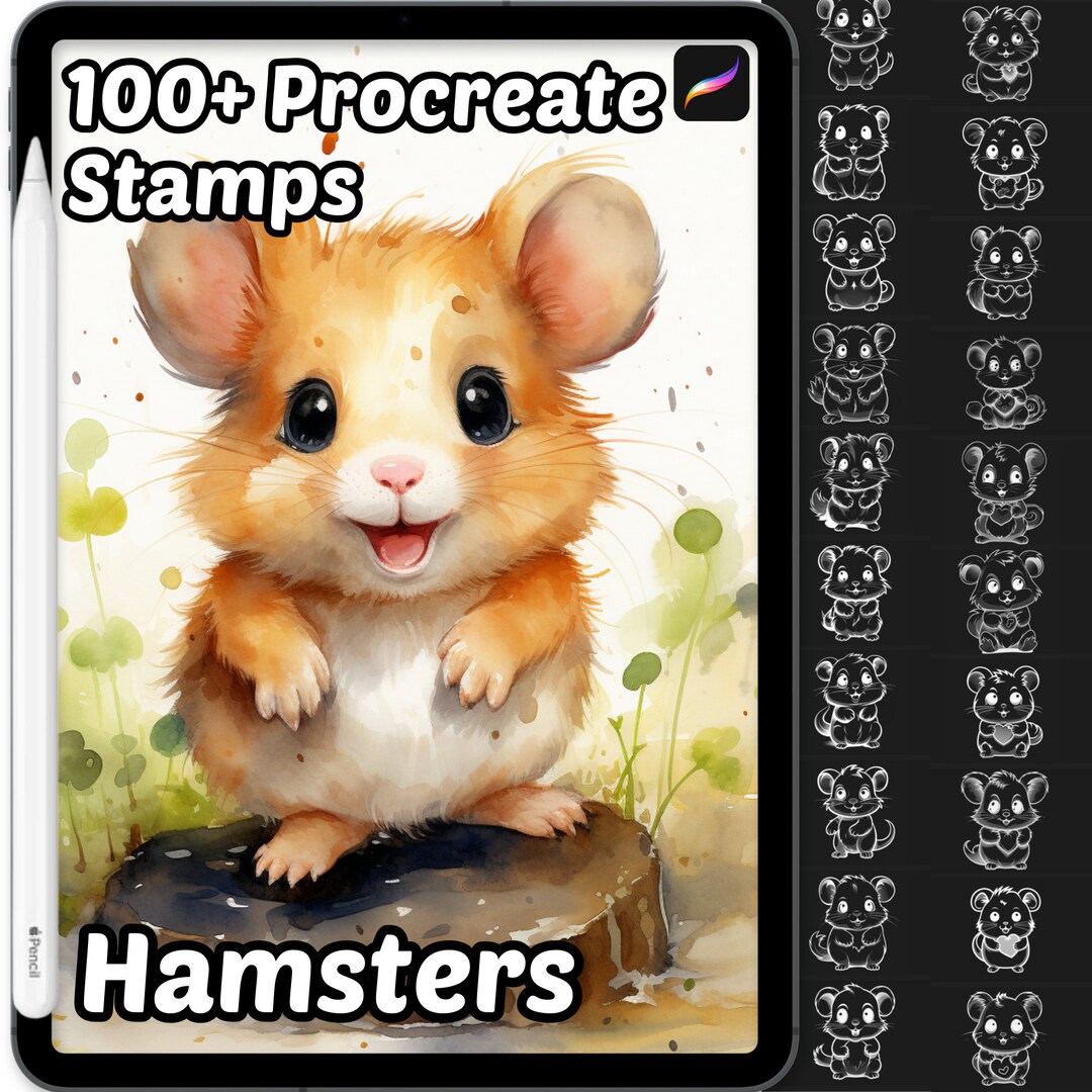 Hamster Animal Procreate Stamps | 100+ Hamster Animal Procreate Brushes ...