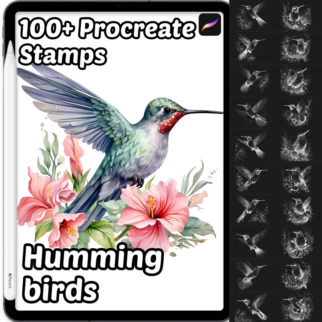 Hummingbirds Animal Procreate Stamps | 100+ Birds Animal Procreate Brushes | Procreate Stamps ...