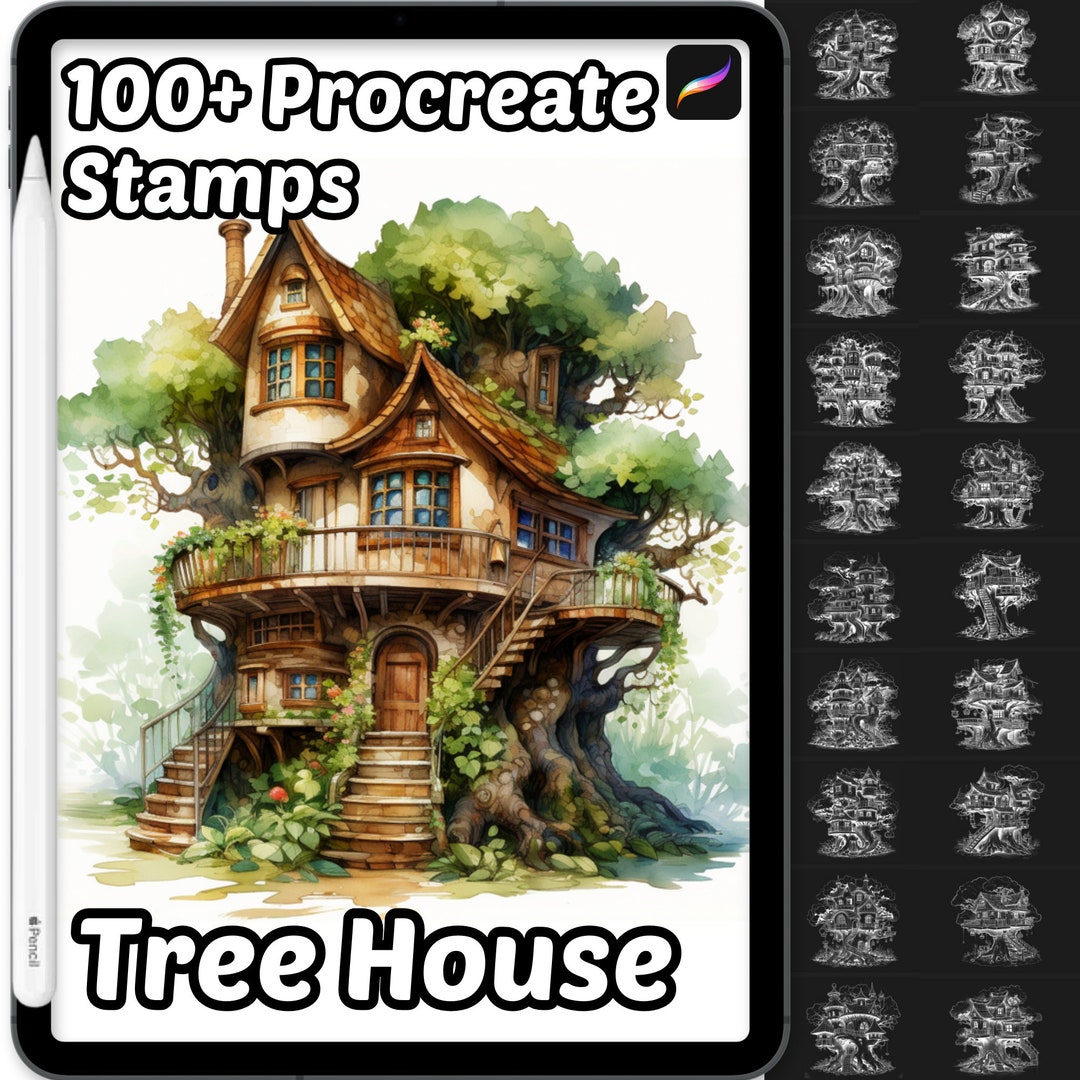Tree House Procreate Brushes | 100+ Procreate Tree House Stamps ...