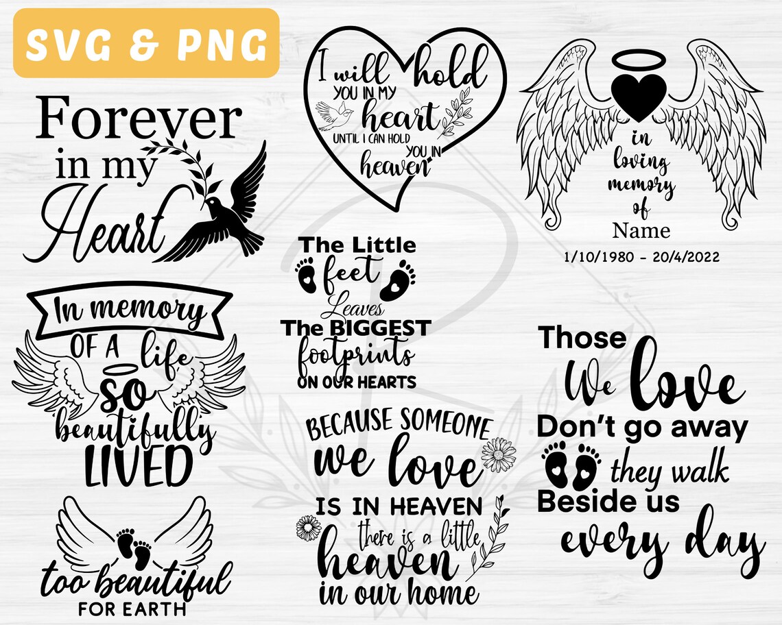 Memorial Svg Bundle | Memorial Quotes Svg | Rest in Peace SVG | Your ...