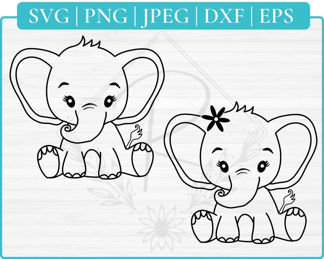 Baby Elephant Svg Bundle | Cute Baby Elephant Svg | Elephant With ...