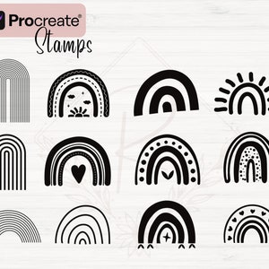 Rainbow Procreate Stamps | 68 Rainbow Procreate Stamps | Boho Doodle ...