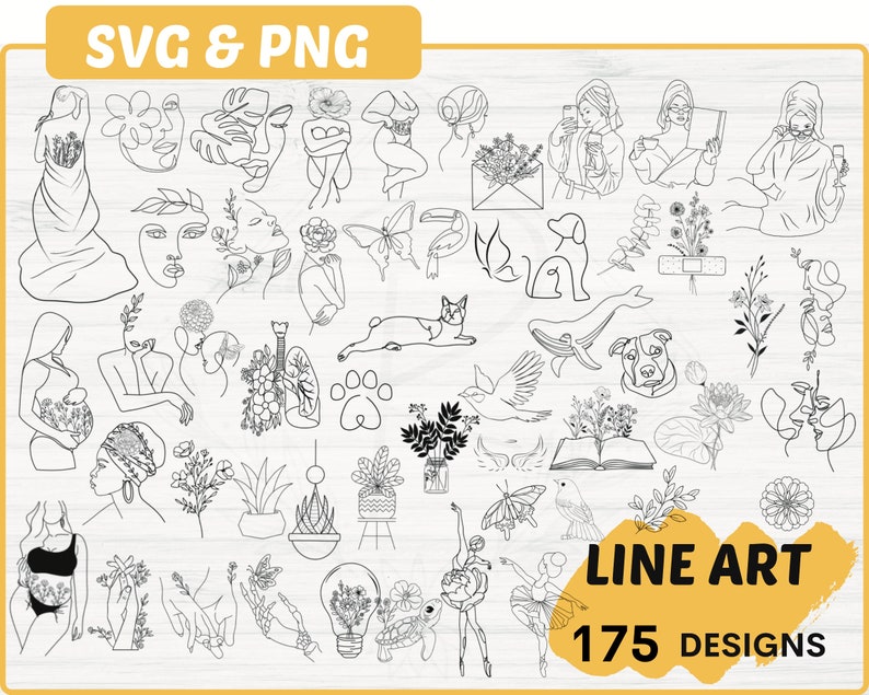 Line Art Svg Bundle 175 Line Art Svg Minimalist Svg - Etsy UK