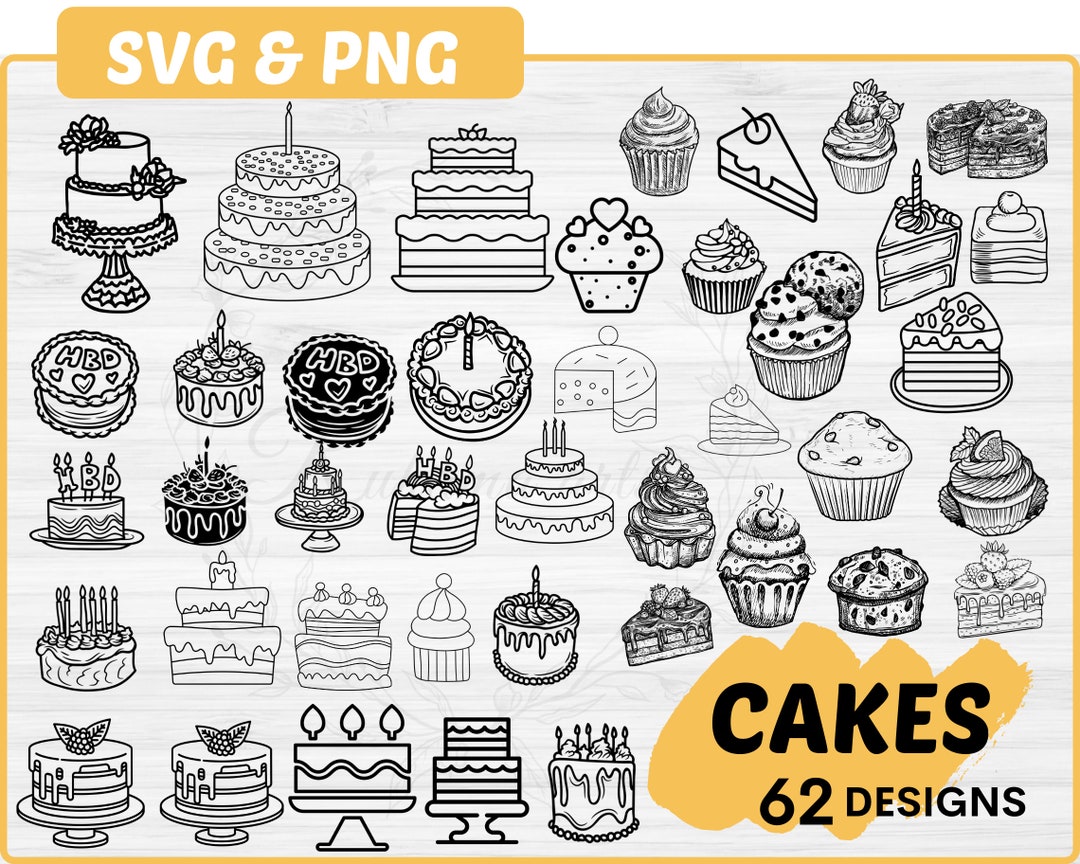 Birthday Cake SVG | 62 Cake SVG Bundle File | Cake Svg Files| Svg Cake ...