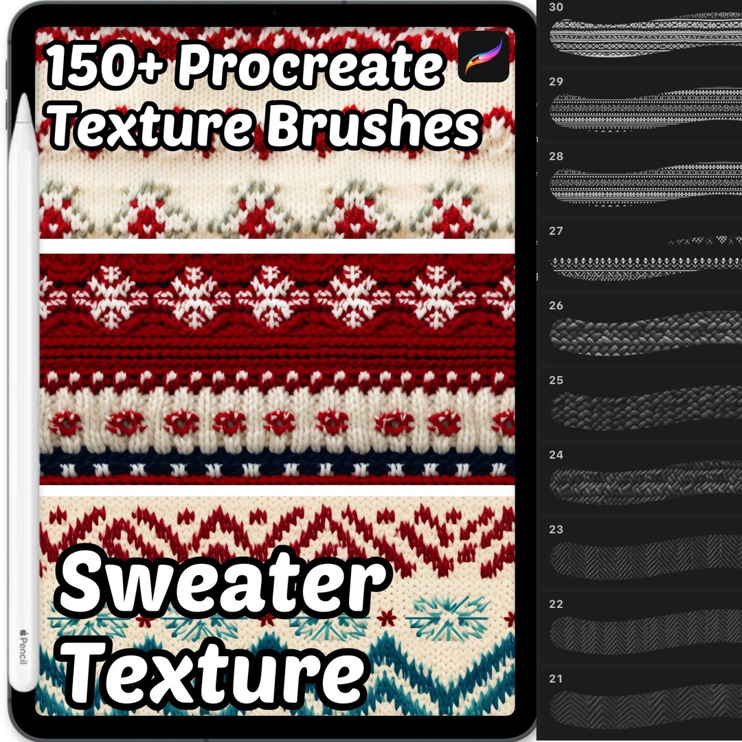 Procreate Sweater Pattern Brushes | 100+ Procreate Sweater Texture ...