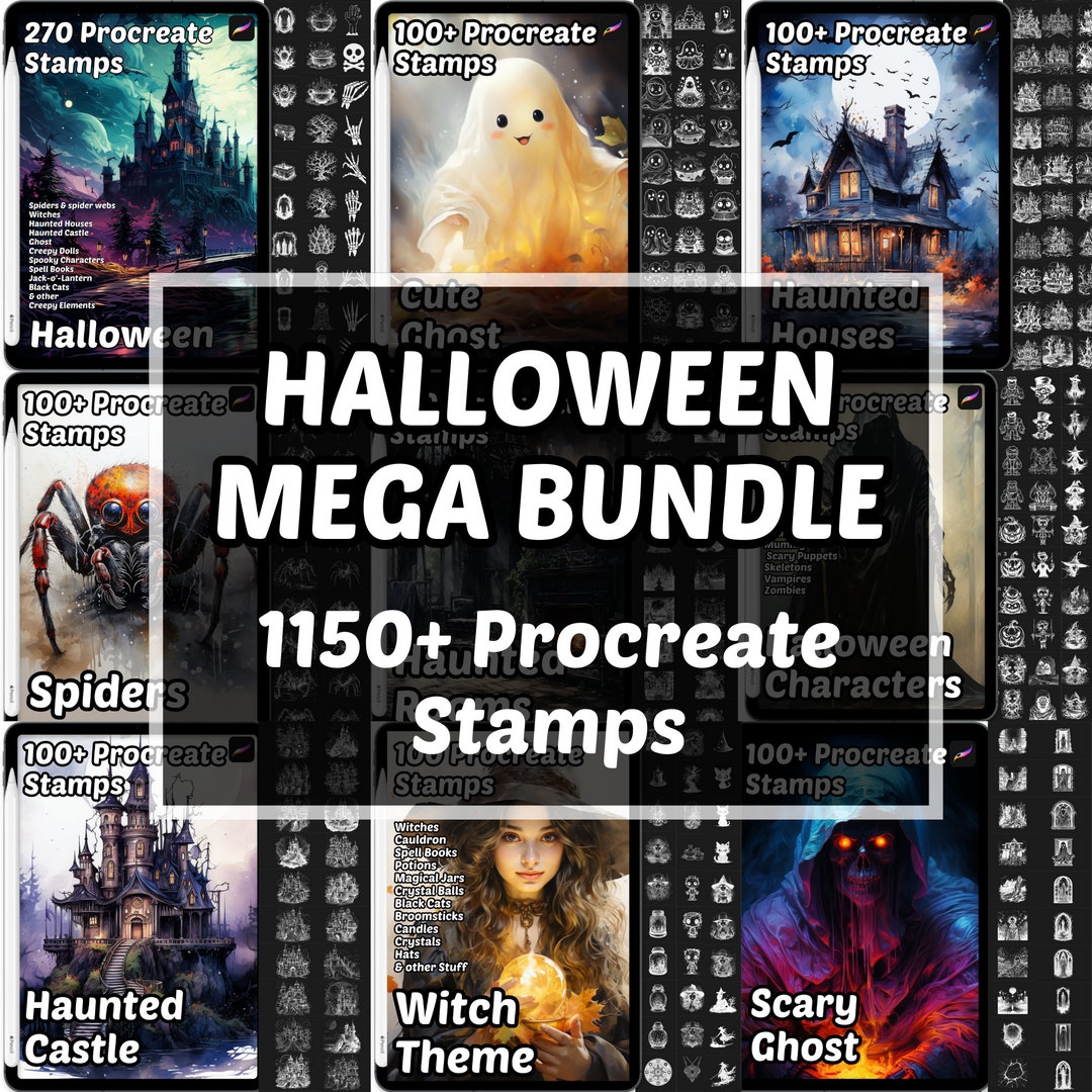 Procreate Halloween Mega Bundle Stamps | 1150+ Procreate Stamps ...