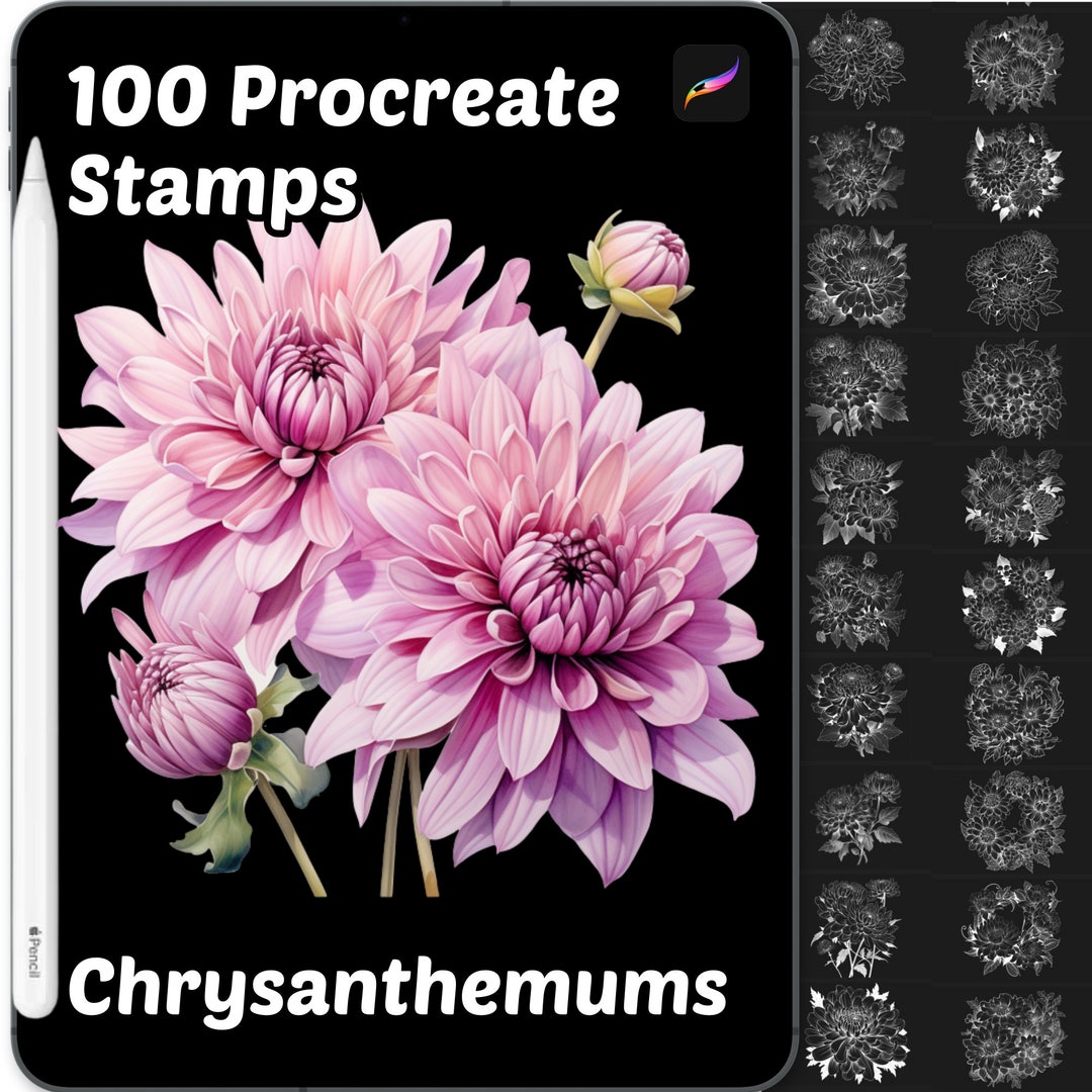 Chrysanthemums Procreate Stamps | 100+ Procreate Floral Stamps ...