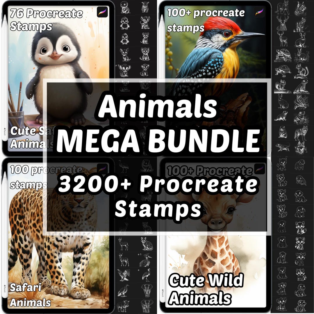 Animals Bundle Procreate Brushes | 3200+ Animals Procreate Brushes ...