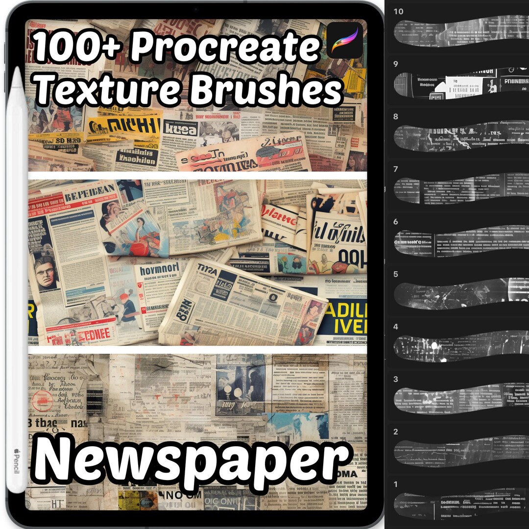 Procreate Newspaper Texture Brushes | 100+ Procreate Paper Texture ...
