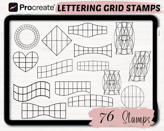 Letter Grid Procreate Brushes 76 Lettering Grid Procreate | Etsy
