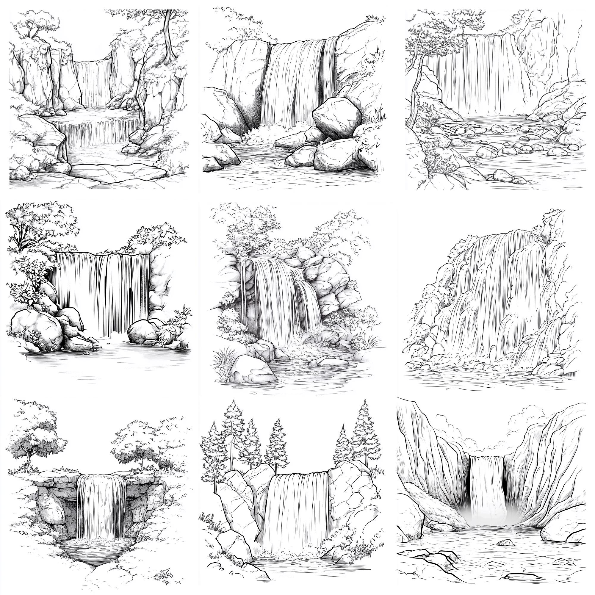 Waterfall Procreate Stamps | 100+ Procreate Nature Stamps | Waterfall ...