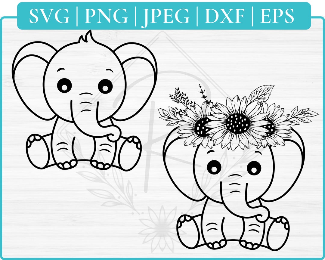Baby Elephant Svg Bundle Cute Baby Elephant Svg Elephant With Floral ...