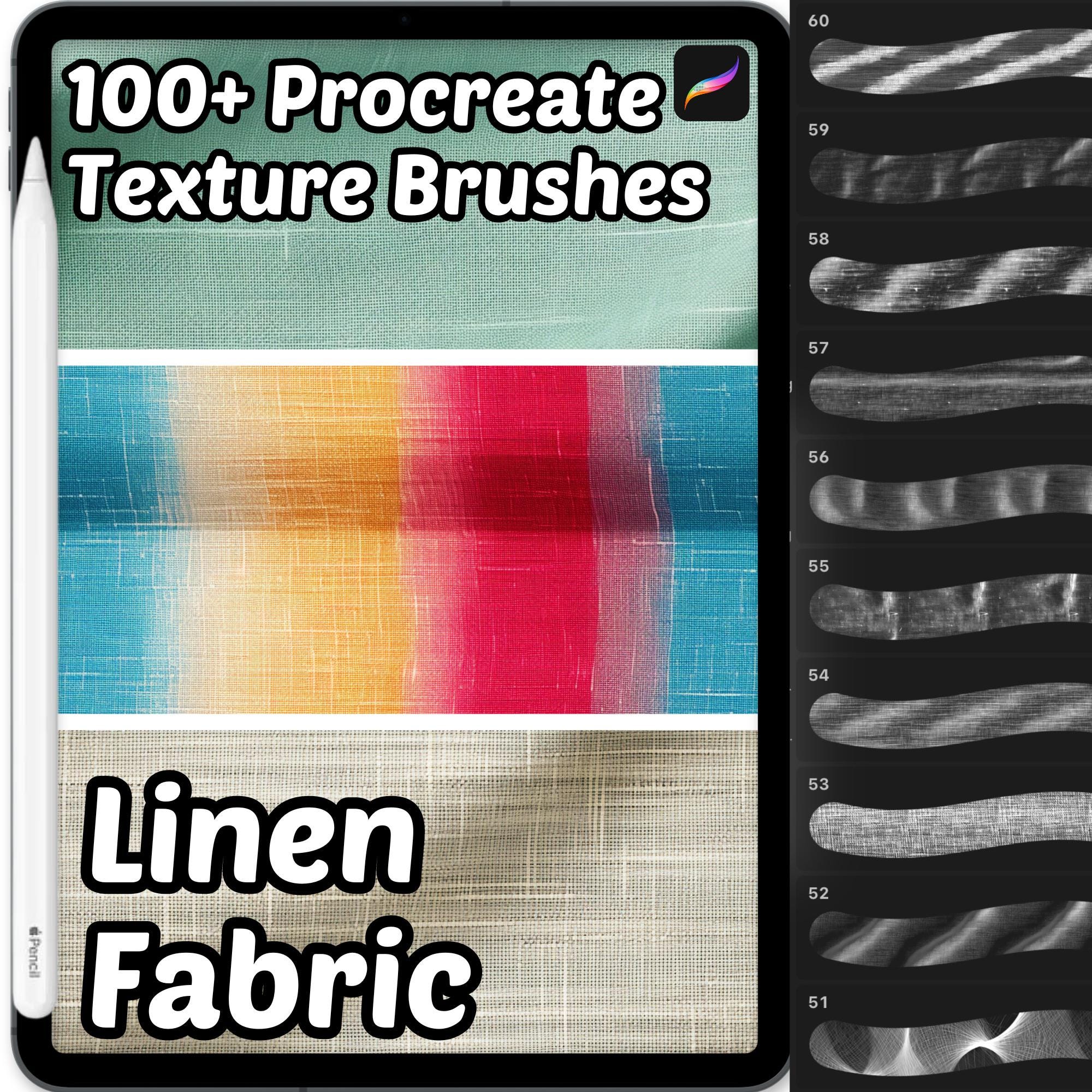 Procreate Linen Fabric Texture Brushes | 100+ Procreate Fabric Texture ...