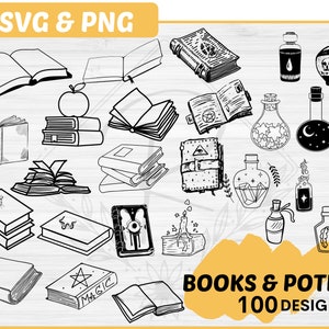 Book Svg | 100 Books Svg Bundle | Book Lover Svg Cut Files | Mystical ...