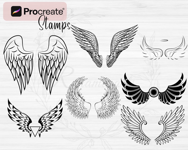 Procreate Wings Stamps | 100 Wings Stamps for Procreate| Angel Wings ...