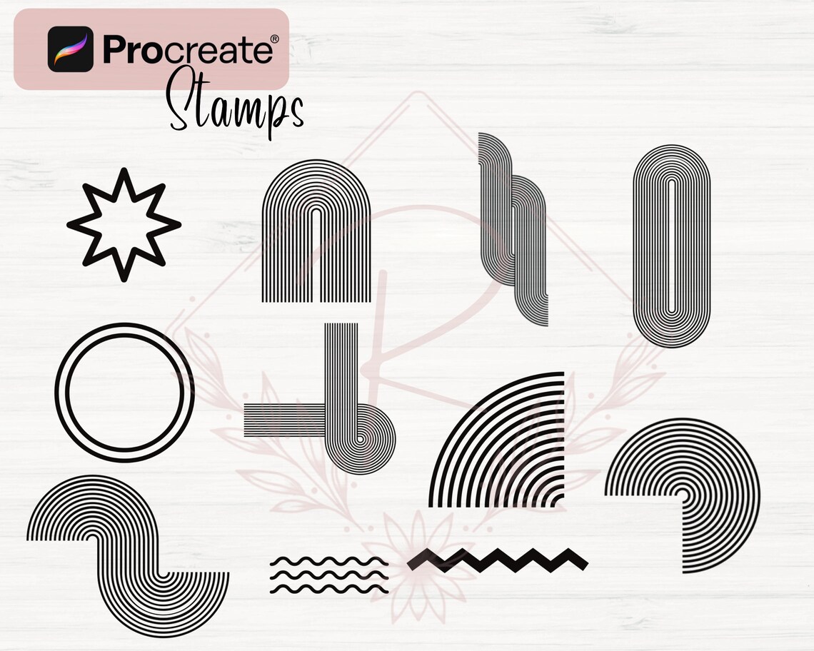 Procreate Geometry Shapes Stamps 180 Shapes Procreate | Etsy