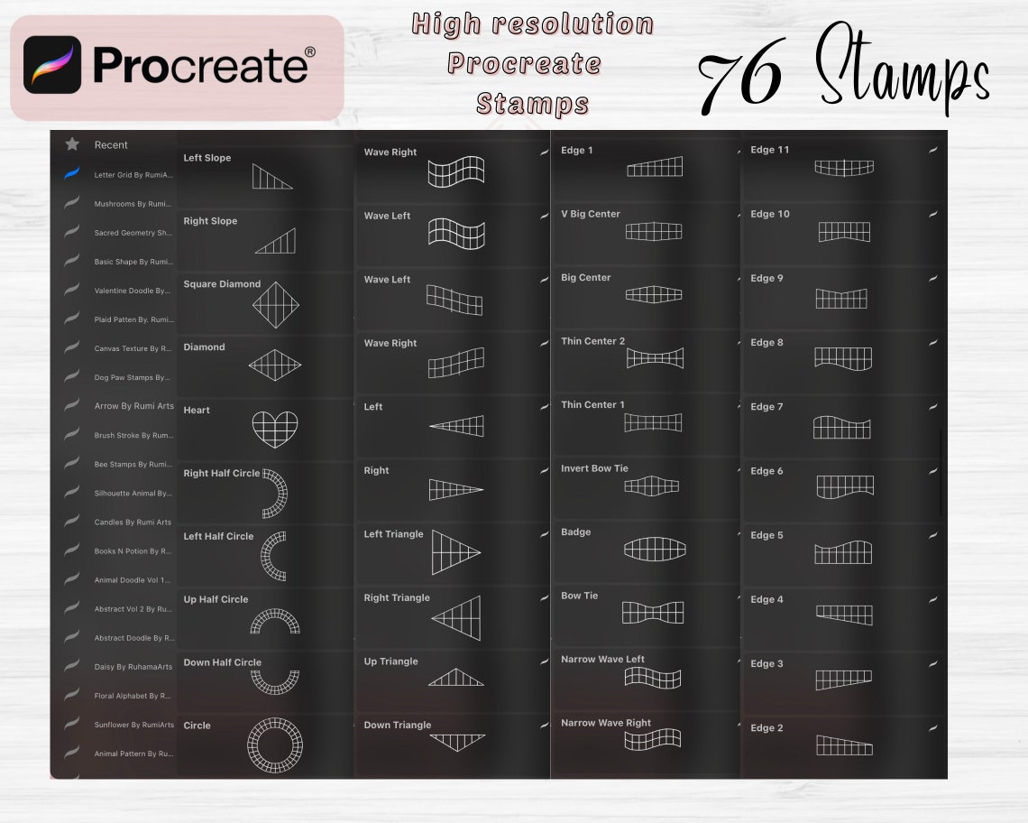 Letter Grid Procreate Brushes 76 Lettering Grid Procreate | Etsy