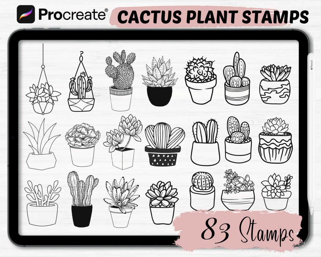 Cactus Plants Procreate Stamps | 83 Plants Procreate Stamps | House ...