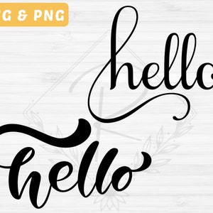 Hello Svg Bundle | 13 Hello Svg Sign | Hand Lettered Hello Svg Bundle ...