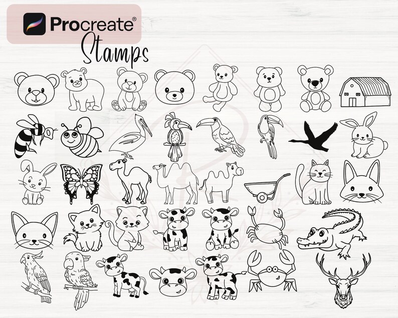 Animals Procreate Stamps 210 Animal Procreate Brushes - Etsy