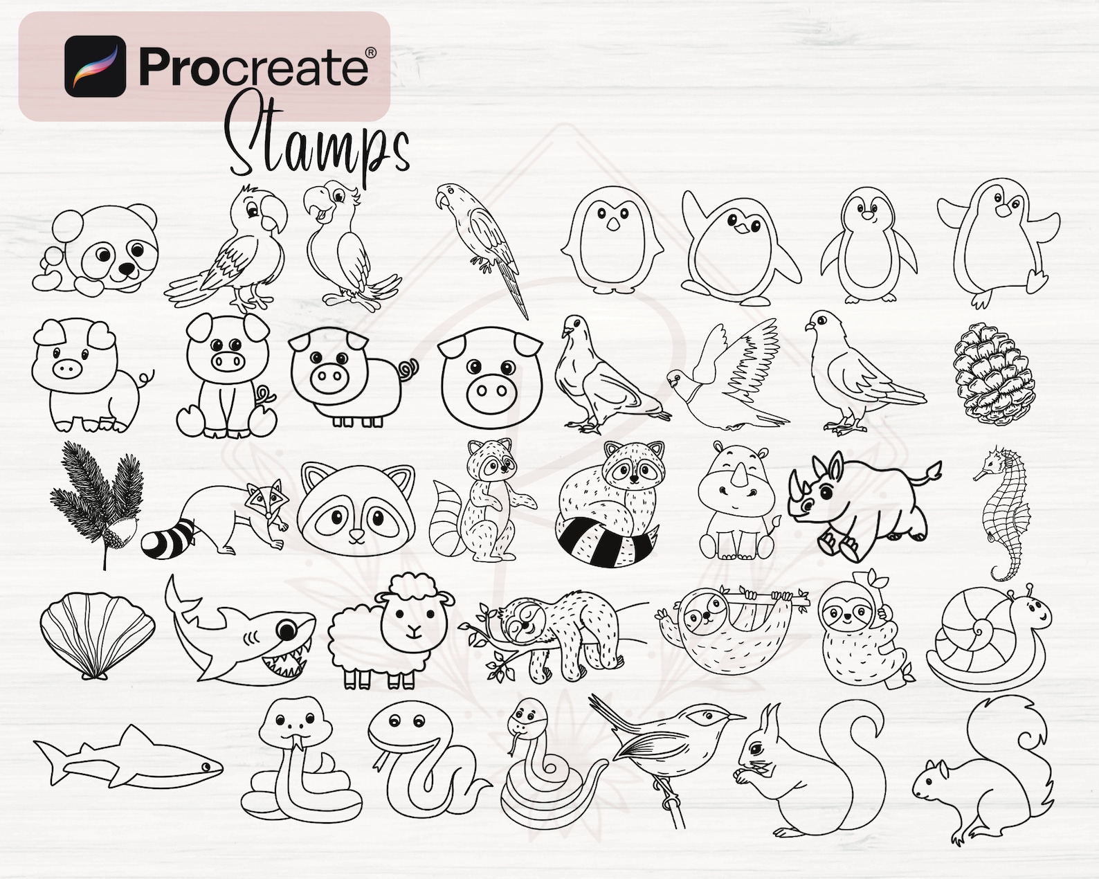 Animals Procreate Stamps 210 Animal Procreate Brushes - Etsy