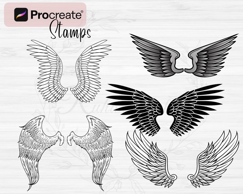 Procreate Wings Stamps | 100 Wings Stamps for Procreate| Angel Wings ...
