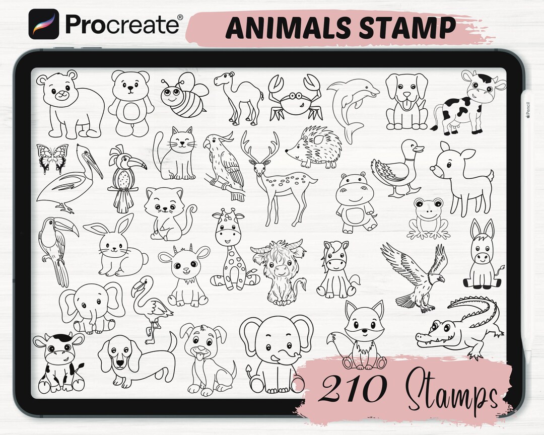 Animals Procreate Stamps | 210 Animal Procreate Brushes | Doodle ...
