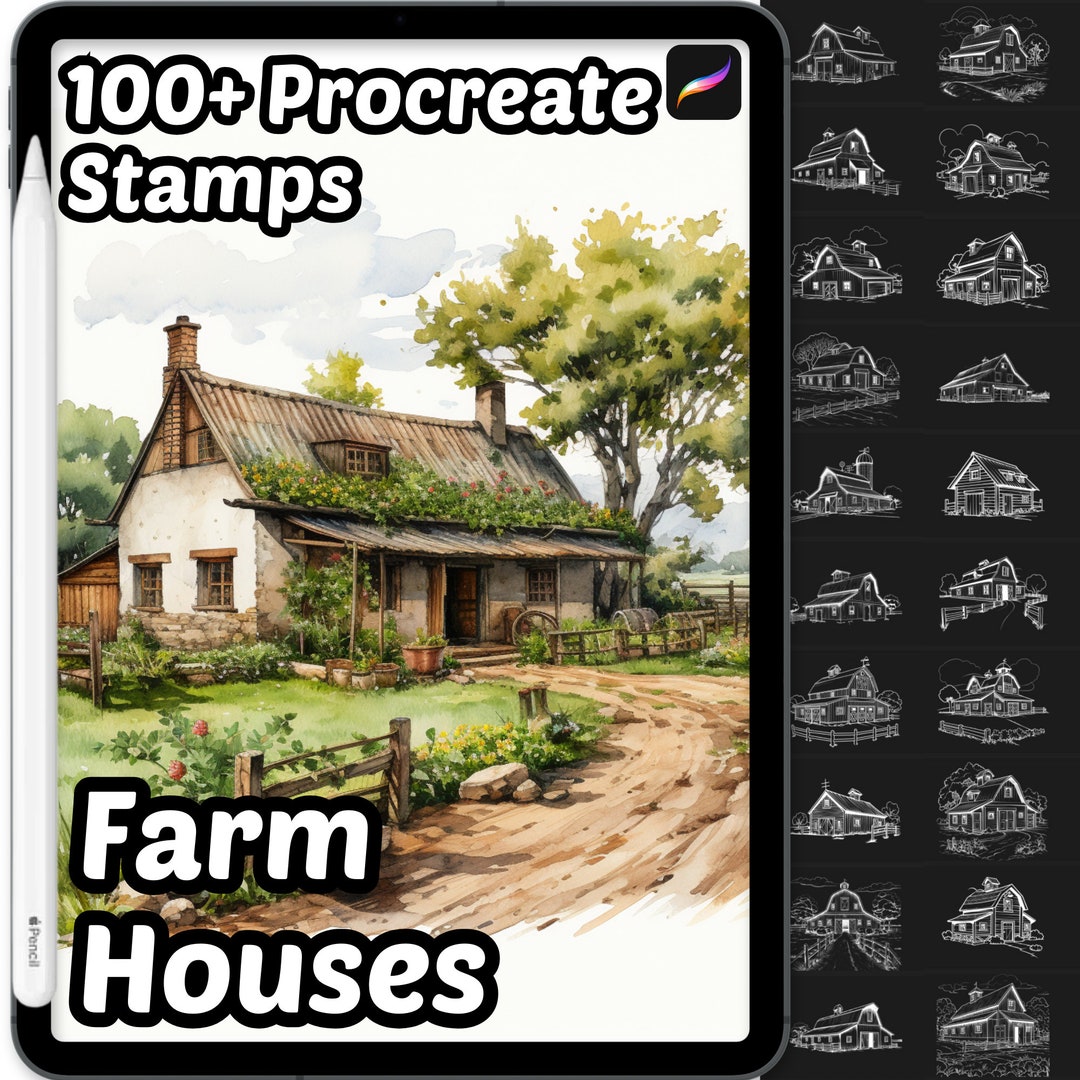 Farm Houses Procreate Stamps | 100+ Procreate Houses Stamps | Procreate ...