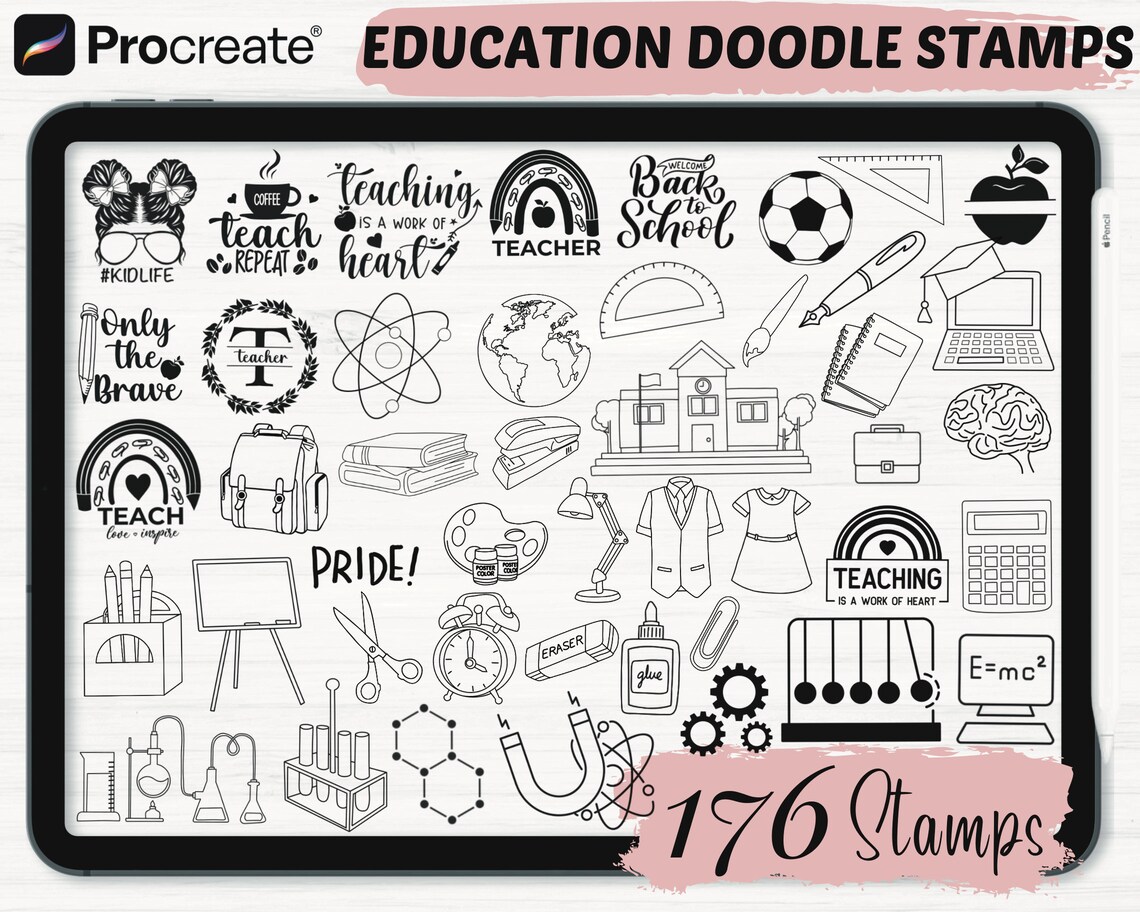 Education Doodle Procreate Stamps Teacher Doodle Procreate - Etsy