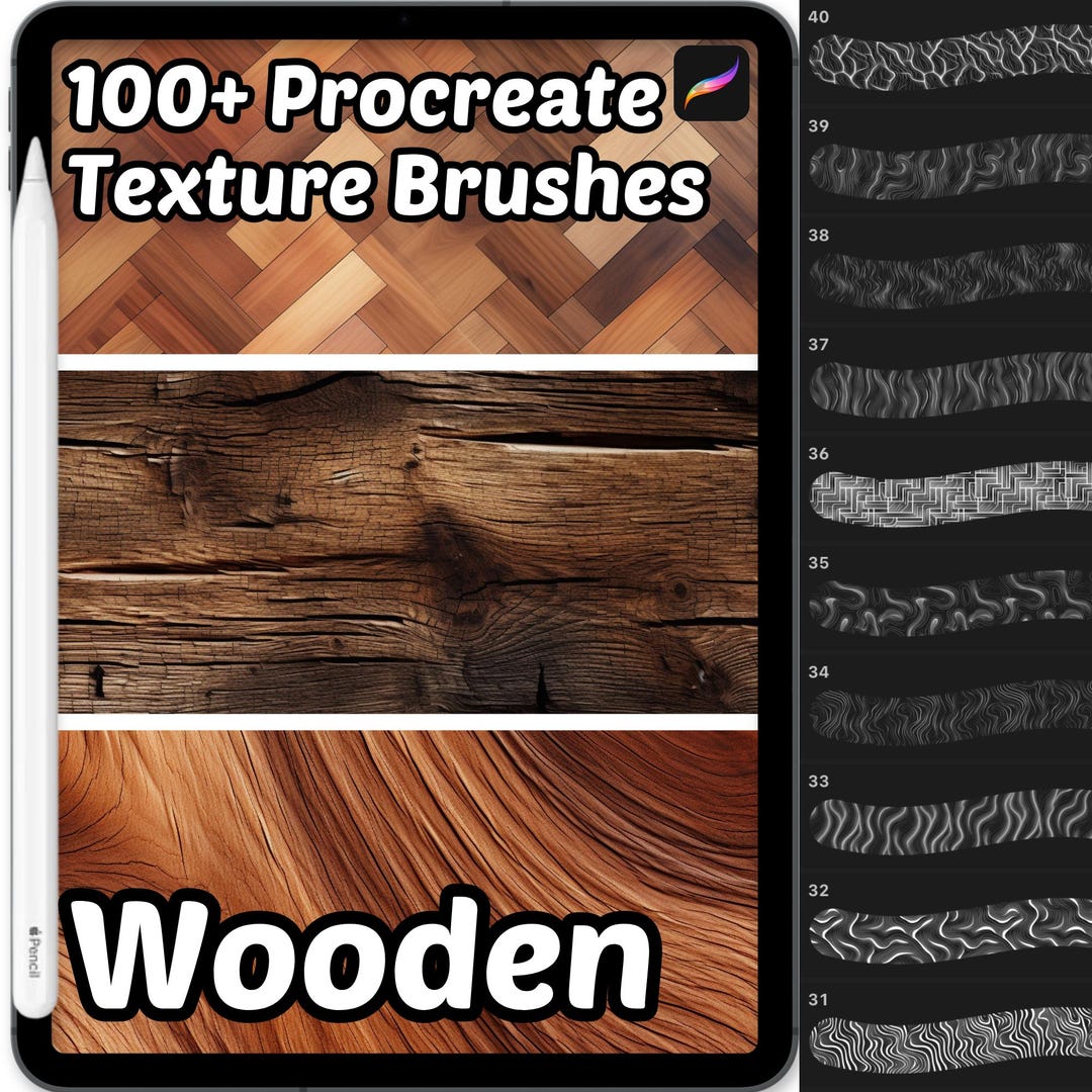 Procreate Wooden Texture Brushes | 100+ Procreate Texture Brushes ...