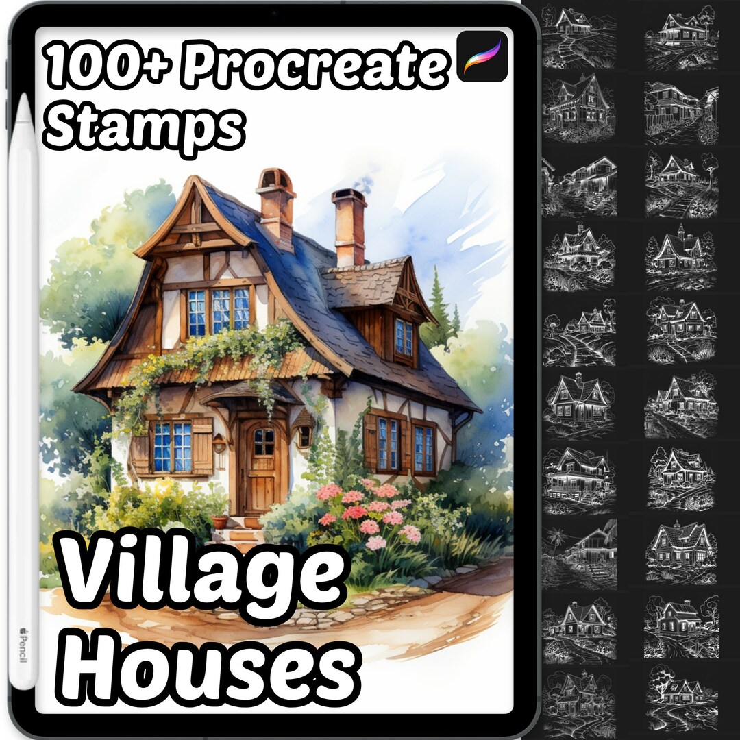 Village Houses Procreate Stamps | 100+ Procreate Houses Stamps ...