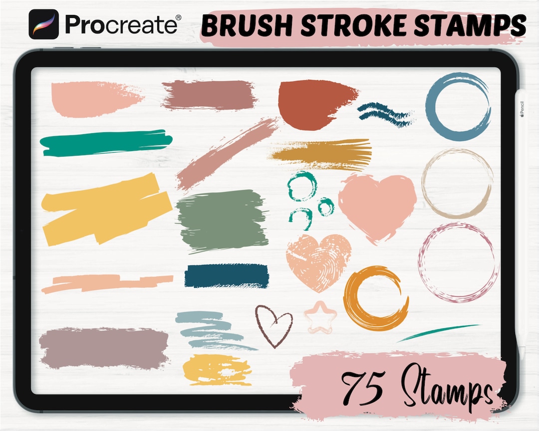 Paint Brush Stroke Procreate Stamps | 75 Strokes Planner Procreate ...
